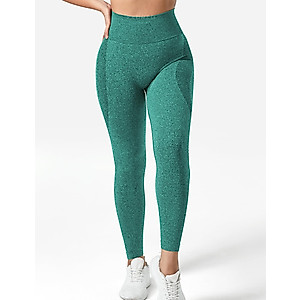YEOREO Women Seamless Workout Leggings Gym High Waist Smile Contour Yoga Pants Green