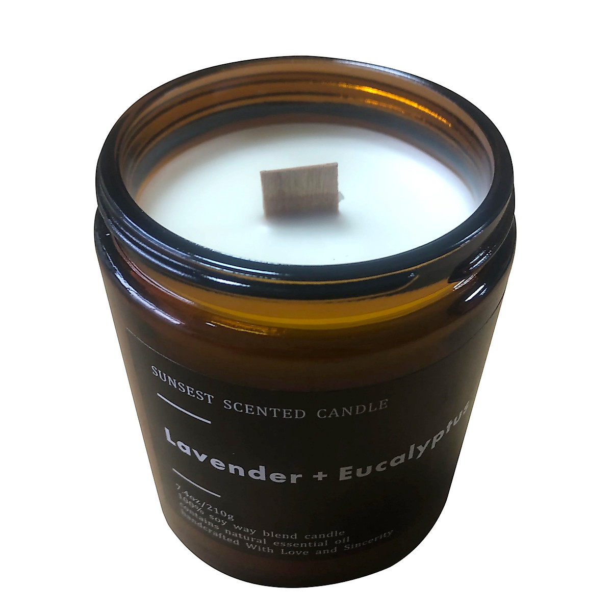 SunSest Scented Candle - for Home and Gifts - Lavender & Eucalyptus - 100% Natural Soy Wax and Pure Essential Oils - Women and Men Candles - Long Lasting- Stress Relief