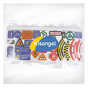 56Pcs Street Road Signs Playset Traffic Signs Playset Mini Electric Traffic Lights Toy Road Signs for Play(Mini Size)