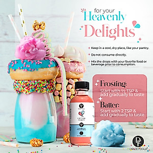 Dolce Foglia Cotton Candy Extract - 2 Ounce Water-Soluble Multipurpose Flavoring Ideal for Baked Goods, Beverages, Coffee, Desserts & Ice Cream - Cotton Candy Essence Perfect for Weight Management