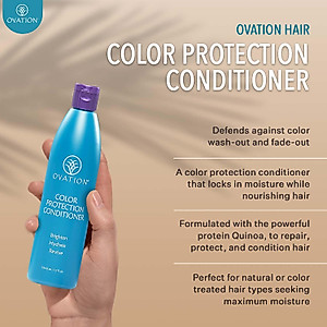 Ovation Hair Color Protection Conditioner - Hair Conditioner for Colored Hair - 12 oz - Brightens and Hydrates Color-Treated Hair - With Quinoa, Aloe Vera, Argan Oil - No Parabens and Sulfates