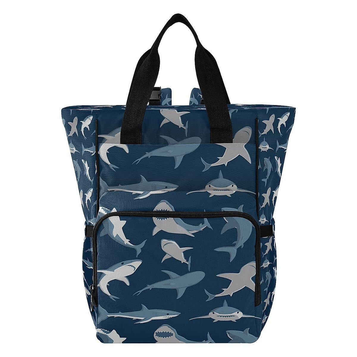 ALAZA Dark Blue Shark Fish Diaper Bag Backpack Multifunction Travel Back Pack Large Capacity Bag