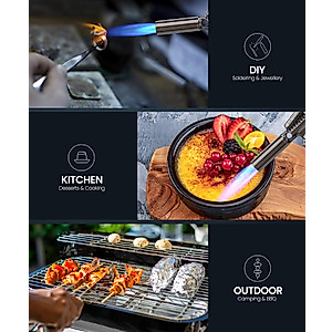 RONXS Butane Torch, Torch Lighter with 25g Large Gas Capacity, Refillable Blow Torch with Max 6'' Big Continuous Adjustable Flame, Industrial Soldering Torch for Cooking DIY Crafts (Gas Not Included)