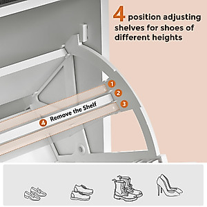 Homleke Shoe Storage Bench with 2 Flip Drawers, Entryway Bench with Padded Seat Cushion, Shoe Cabinet with 2 Barn Doors, 11.8" D x 47.2" W x 18.4" H, for Entryway, Living Room, Bedroom, White