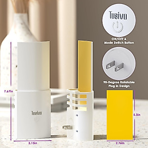 Tusivo Fruit Fly Trap for Indoors, Gnat Traps for House Indoor, Flying Insect Trap Plug in Bug Light for Fruit Flies, Mosquito, Flies, Moths Gnats Killer (1 Plug in Device + 5pcs Refills)