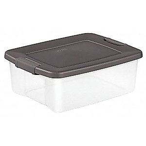 MDMprint Clear/Gray Storage Tote 19 7/8 in x 15 1/2 in x 7 3/4 in H, 1 PK