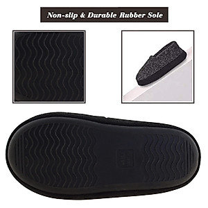 LA PLAGE Slippers for Boys Little/Big Kid Bedroom House Shoes Warm Cotton Winter Cozy Indoor Slip-on Slippers with Hard Sole Size 11-12 US Gray