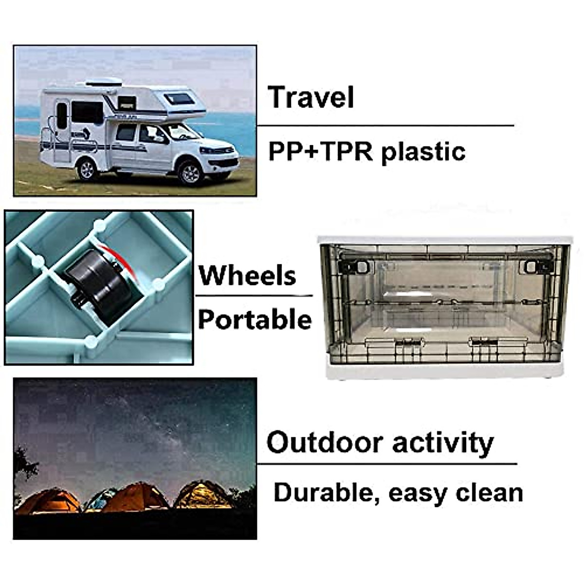 Portable Hedgehog Cage Carrier with Wheels and Handles, Collapsible Hamster Cage Plastic Rat House Indoor Outdoor Small Critter Habitat Pet Travel Carrier Box for Hedgehog,Hamster,Rat,Bearded Dragon