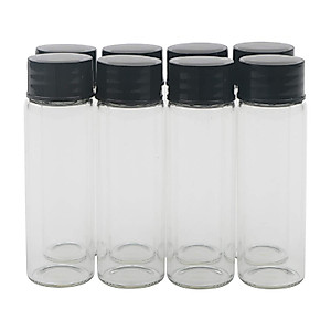 Kesell 15ml Transparent Glass Sample Bottle Small Glass Sample Bottle with Scew Cap and Liquid Bottle，Pack of 8
