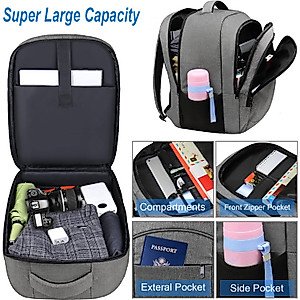 Naukay Carry on Backpack, Travel Laptop Backpack, TSA 17.3 Inch Extra Large Laptop Backpack for Women Men, Water Resistant Business Backpack Backpack with USB Charging Port, Grey