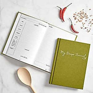 BYANIKA Blank Recipe Book To Write In Your Own Recipes Hardcover Personal Recipe Journal Notebook My Family Cookbook Make Your Own Recipe Diary Organizer Cooking Gifts (Olive Green)