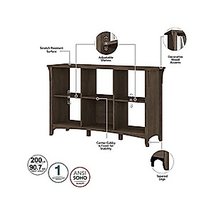 Bush Furniture Salinas Cube Shelf and Bookcase | Display Cabinet with 6 Shelves in Ash Brown | Modern Storage Cabinet with Open Bookshelf for Library, Office, Living Room, Bedroom and More