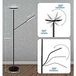 Hyskostar Standing Multicolor Lamp, Dimmable Colorful RGB Floor Lamps,Top Sky Light and Side Reading Lamp, Adjustable Tall Lamp with Remote & Long Touch &APP Control for Living Room Bedroom Office