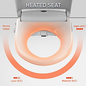 KUNPENG Bidet Toilet Seat Elongated: Electronic Bidet Toilet Seat with Heated Bidet, Warm Water Washing, Hot Air Dryer, Remote Control, Self Cleaning Full Stainless Nozzle, LED Night Light
