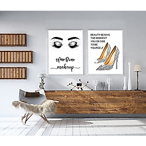 Glam Silver Fashion Wall Decor Girls Room Decor Wall Art Glitter Silver Fashion Lady Perfume Flower Book High Heels Posters Prints Women Bathroom Decor Bedroom Decor(8x10 inch Unframed, Silver)