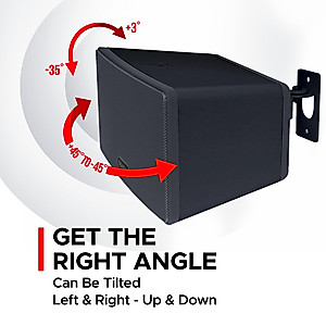 Play 3 Wall Mount Black Pair, Compatible with Sonos Play:3 Only, Twin Pack, Adjustable Swivel & Tilt Mechanism, 2 Mounting Brackets includes All Fixings