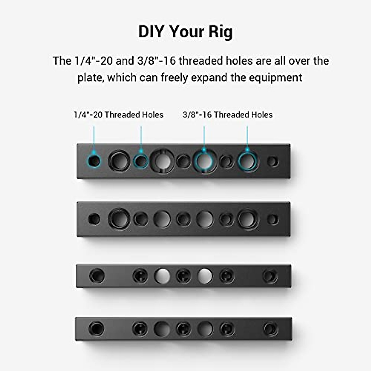 SmallRig Cheese Plate with Multiple Threaded Holes,Cheese Bar for Monitor Mount, DIY Camera Accessories - 1091