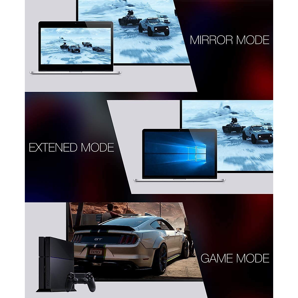 JSAUX 4K Long HDMI Cable 2 Pack 25 ft, 18Gbps High Speed HDMI 2.0 Braided Cord, 4K 60Hz HDR, 2K 1440P 144Hz, 1080p, HDCP 2.2, 3D, ARC, Ethernet Compatible for Monitor Smart TV PC PS5 PS4 Blu-ray -Red