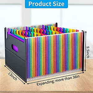 EOOUT 36 Pockets Expanding File Folder, Letter Size Accordion File Organizer with Cloth Edge Wrap Super Large Capacity for Storage Teachers Office and School Supplies