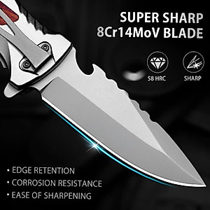 NedFoss Pocket Knife for Men DA169, 5 IN 1 Multitool Folding Knife with Clip, Survival Knife with Glass Breaker, Seat Belt Cutter,Folding Pocket Knives for Camping Hiking