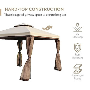 Garden lucky Replacement Gazebo Mosquito Netting 4 Panels for Patio Garden Backyard (12'x12', Coffee, Only Netting)