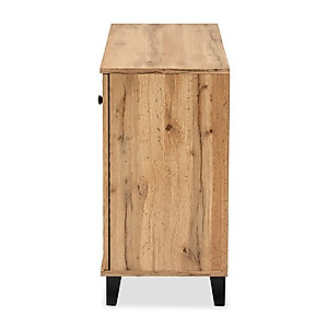 Baxton Studio Coolidge Oak Brown Finished Wood 3-Door Shoe Storage Cabinet