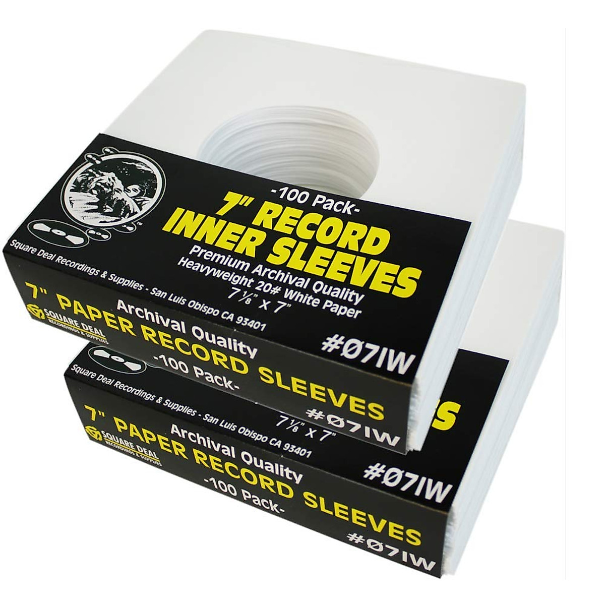 (200) Archival Quality Acid-Free Heavyweight Paper Inner Sleeves for 7" Vinyl Records #07IW