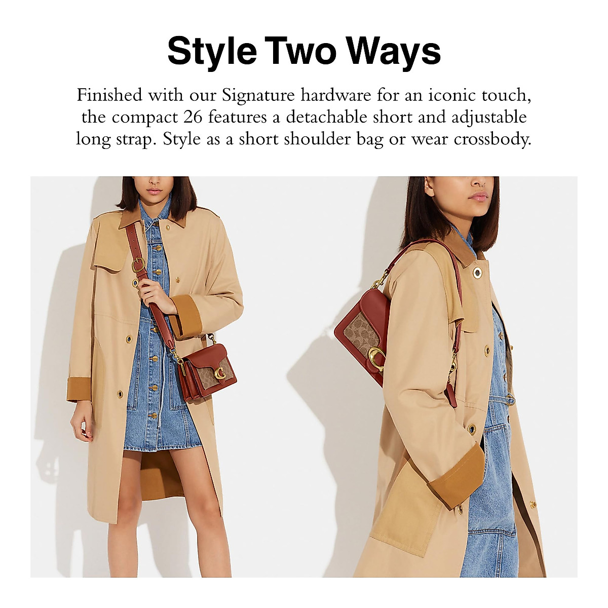 COACH Coated Canvas Signature Tabby Shoulder Bag 26, Tan Rust, One Size