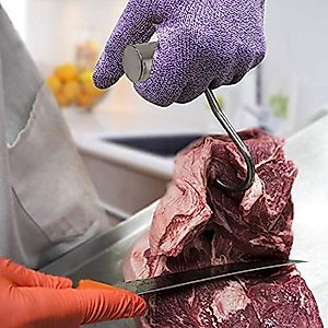 2PCS Meat Hooks for Butchering Stainless Steel T Hooks T-Handle Boning Hooks with Handle