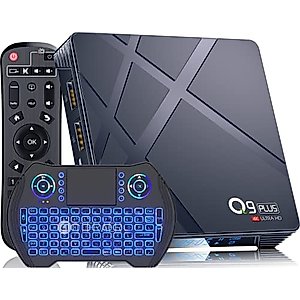 Android TV Box 11.0, 2022 Newest Android TV Box 4GB RAM 32GB ROM with RK3318 Quad-Core，Android Box Support Dual- WiFi 2.4G/5GHZ 100M LAN 6K HDR/BT4.2/3D/ USB 3.0 with Wireless Mini-Keyboard TV Box
