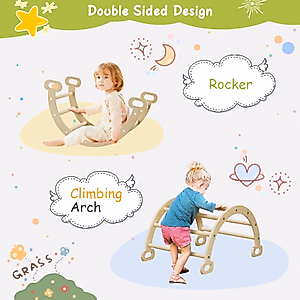 BanaSuper 3 in 1 Climbing Triangle Ladder with Ramp & Arch Foldable Wooden Climbing Triangle Set Montessori Climbing Toys for Baby Ourdoor Indoor Playground Play Gym Gift for Boys Girls