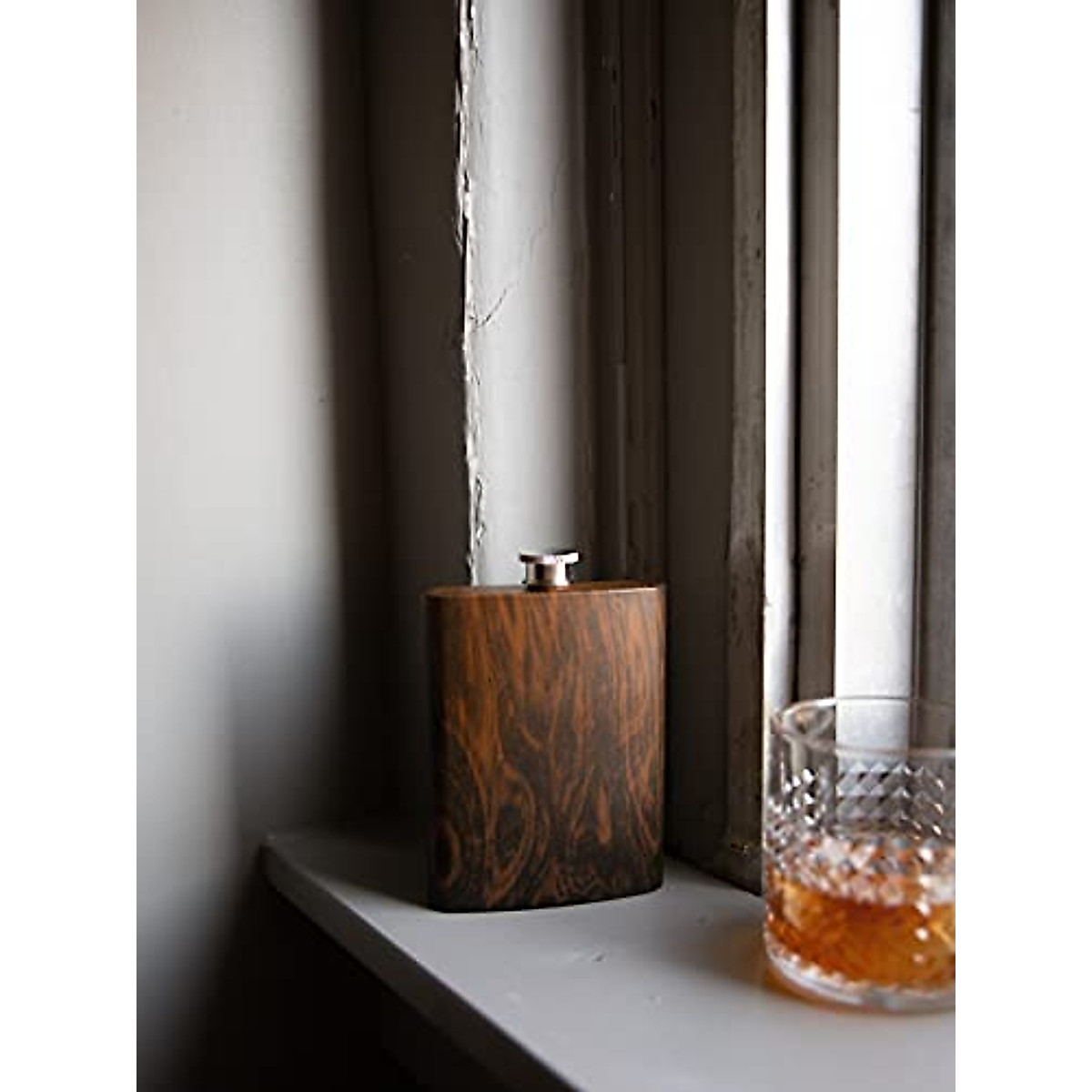 SoBoho 8oz Stainless Steel Walnut Flask - Box Includes Flask, Funnel, and Shot Glasses - Perfect for Groomsmen Gifts, Groomsmen Proposal Box, Best Man Gifts for Wedding - Groomsmen Flask Set