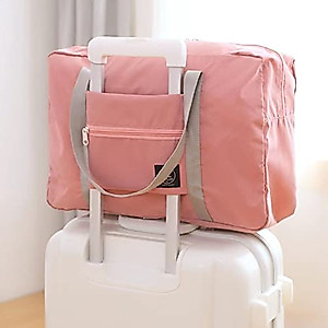 Foldable Travel Duffel Bag (2 Pack), For Spirit Airlines, Weekender Overnight Bag, Tote Carry on Luggage Sport Duffle Weekender Overnight for Women and Girls (Pink Blue)