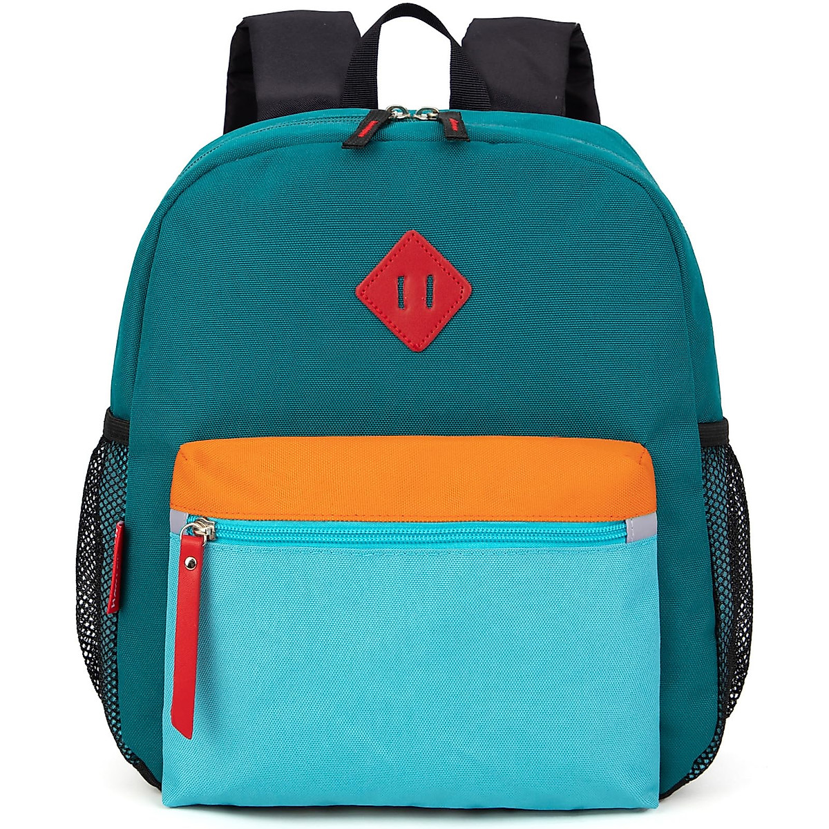 HawLander Preschool Kids Backpack, 12 inch Toddler Backpacks for Boys with Chest Strap, Blue Green