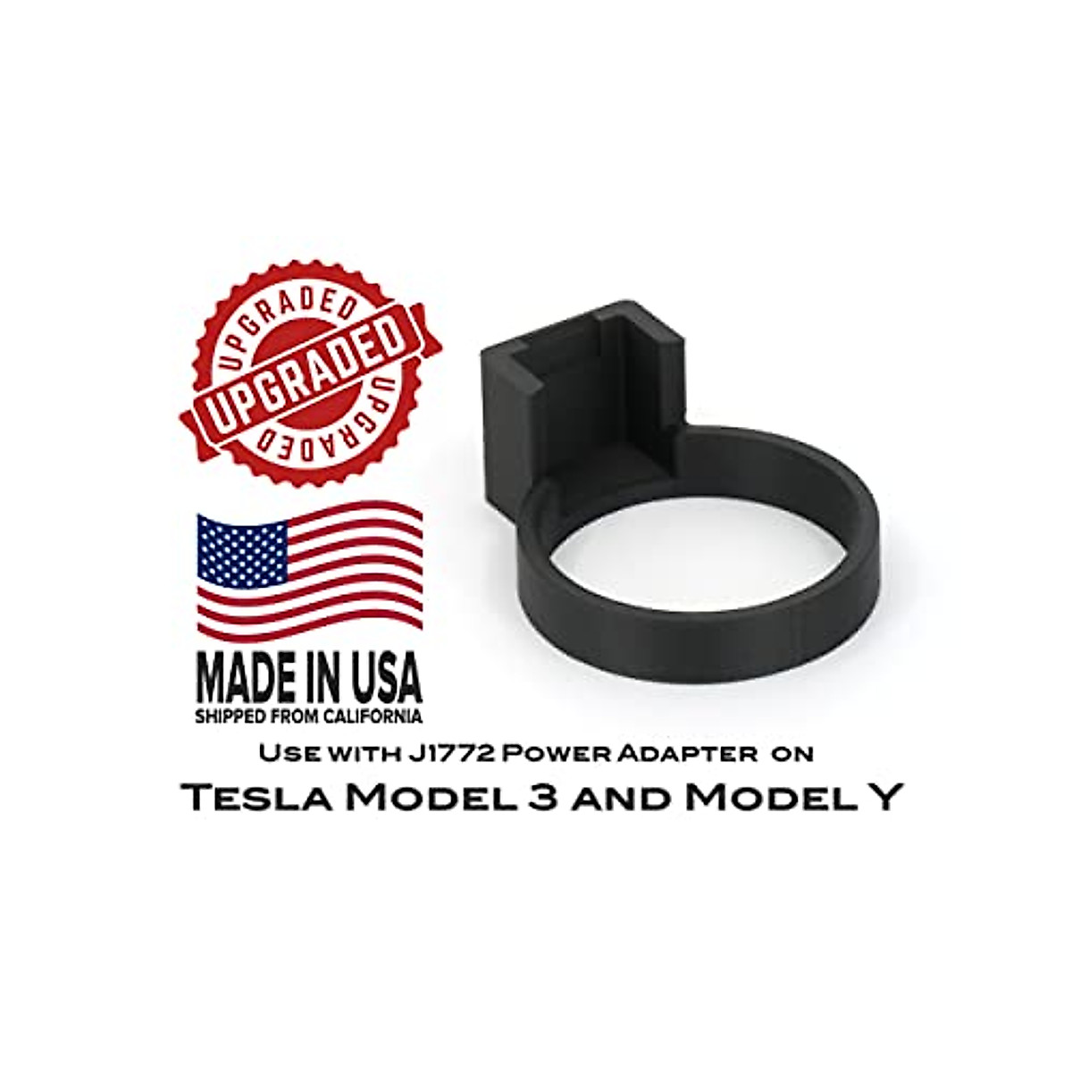 Upgraded j1772 Charger Adapter Lock | Carbon Composite | for Tesla Model 3 / Y (with Sticker)