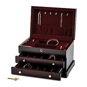 Mahogany Matte Finish Poplar Veneer 2-Drawer Jewelry Box