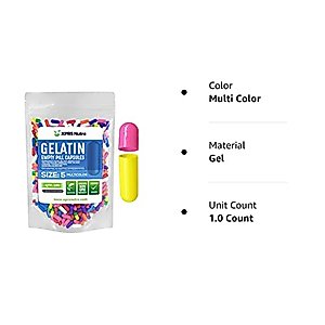 XPRS Nutra Size 5 Empty Capsules - 100 Count Very Small Empty Gelatin Capsules - Empty Pill Capsules - DIY Capsule Filling - Fillable Pill Capsules Empty Gel Caps (Multi Color)