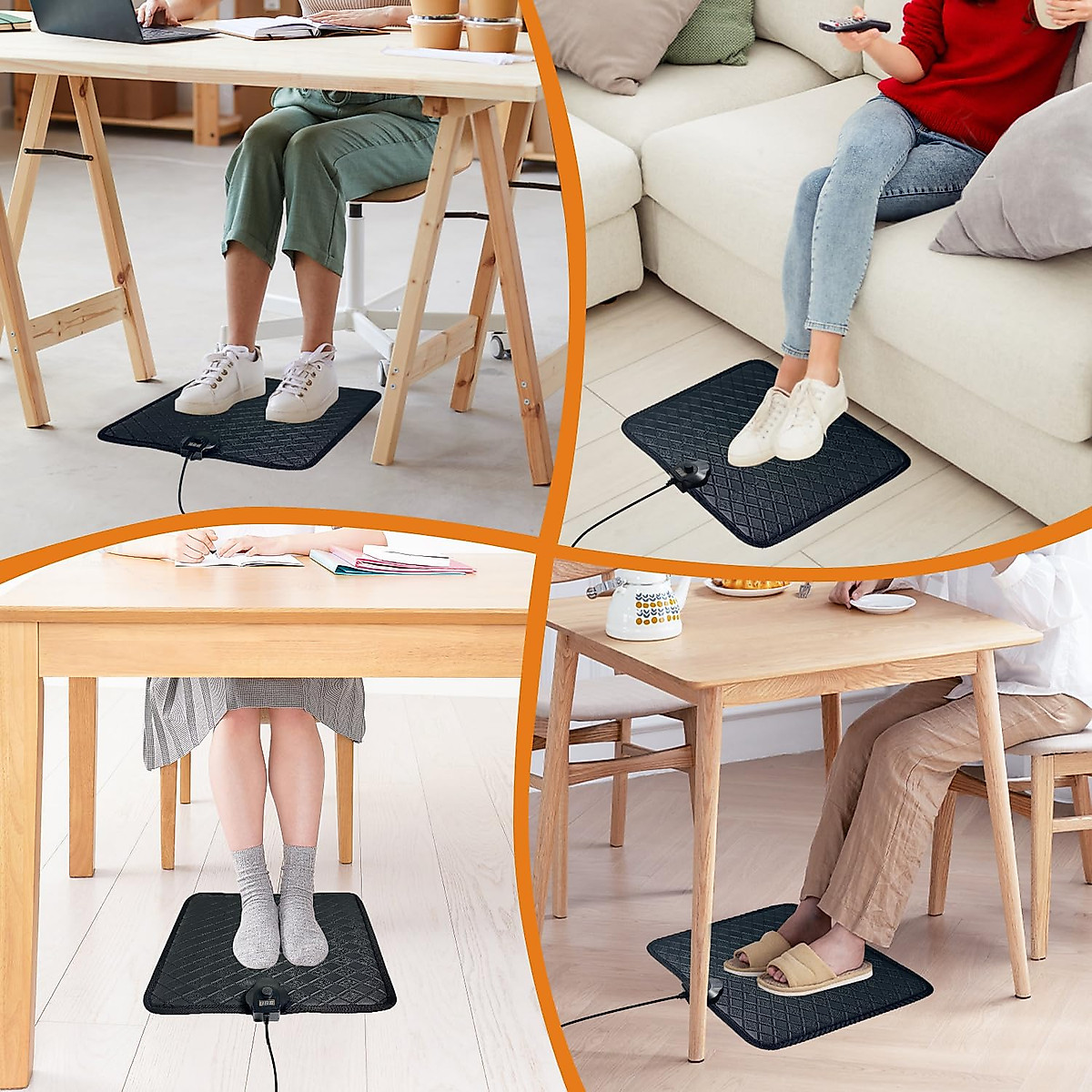 MAXCOM Heated Floor Mat - Under Desk for Foot Warmer - Winter 55W & 110V Electric Heating Pad with 8 Temperature & Auto Shut-Off After 3 Hours - Energy-Saving - Heated Feet Rest for Home Office Desk