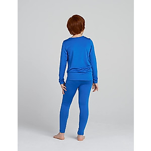 LAPASA Boys Thermal Underwear Set Fleece Lined Long John Base Layer Top Long Sleeves & Bottom Ski Winter Extreme Cold B03 9-10 Years Blue B