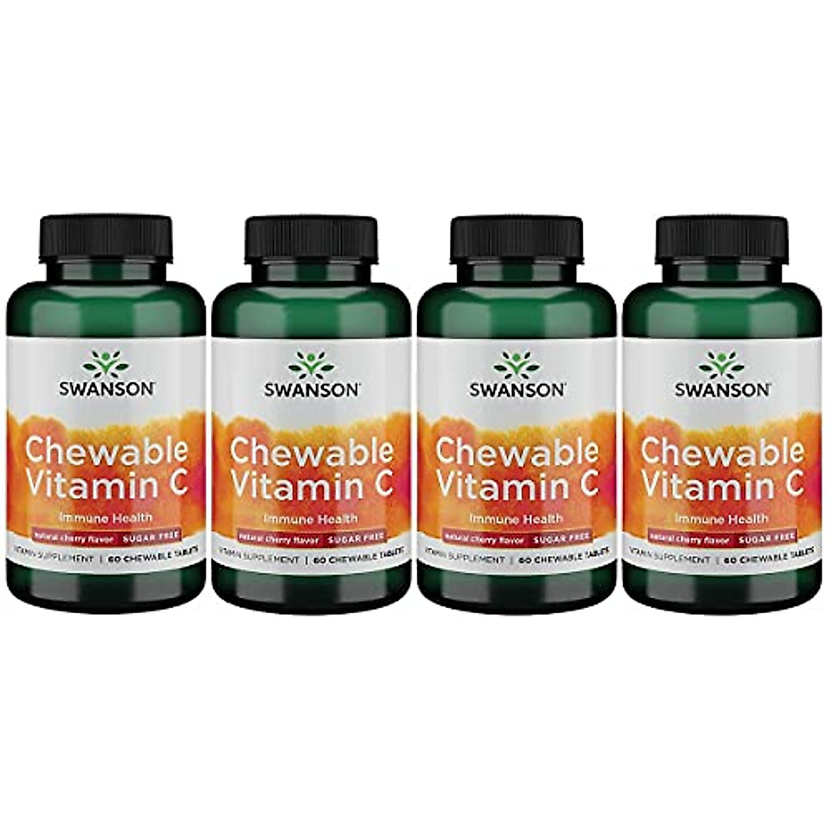Swanson Sugar-Free Chewable Vitamin C Cherry 60 Chwbls (4 Pack)