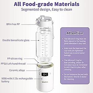 Portable Bottle Warmer for Baby Formula, BabySafe Wireless & Rechargeable Baby Water Warmer for Car Travel, 1.5Mins Fast Heating & 9H Constant Temperature Baby Milk Warmer On The Go (White)