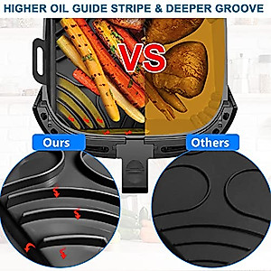 Air Fryer Silicone Liners 8.7 inch, YINGRACE 2Pcs Square Air Fryer Accessories Foldable Air Fryer Pot Bowl Reusable Air Fryer Basket Liner for COSORI Instant Pot Ninja Ultrean 5.8QT-8.5QT Air Fryers