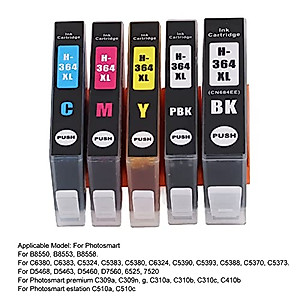 Hilitand Ink Cartridge Large Capacity Inkjet Cartridge Clear Fadeless Print Printer Cartridge for School, Office, Trading Firms (BK PBK C M Y 5 Colors)