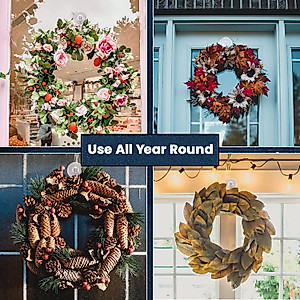 LITES-UP Christmas Wreath Hanger Heavy Duty Suction Cup Hooks for Holiday Decorations, Bath & Kitchen Accessories – Strong on Windows & Glass, Clear & Removable – Holds Up to 15 lbs – Set of 10