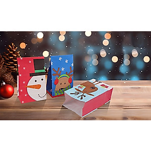 Linelglobal Small Christmas Gift Bag, Goodie Treat Bag for Kid Holiday Party Favor 24 Pack