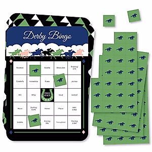 Big Dot of Happiness Kentucky Horse Derby - Bar Bingo Cards and Markers - Horse Race Party Bingo Game - Set of 18