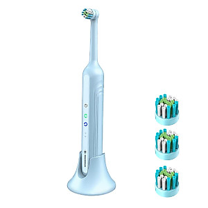 MaLageB Sonic Electric Toothbrush for Adults, Round Rotating Head , 40000 VPM,with 5s Timer 3 Brush Heads Waterproof Rechargeable Toothbrush (Blue)