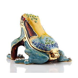 SEVENBEES Poison Dart Frogs Figurine Trinket Boxes Hinged Rainforest Animals Frog Jewelry Box Gift