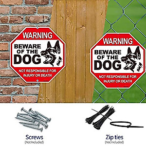 Anley Beware of The Dog Aluminum Warning Sign, No Responsible For Injury Or Death Warning Dog Sign - UV Protected and Weatherproof - 12" x 12"