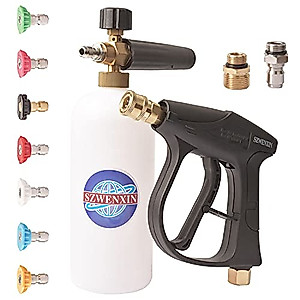 SZWENXIN Pressure Washer Gun for Hoses of Various Pressure Washer, with Foam Cannon ,7 Pressure Washer Nozzle Tips,equipped with M22-14mm and 3/8" Quick Connector
